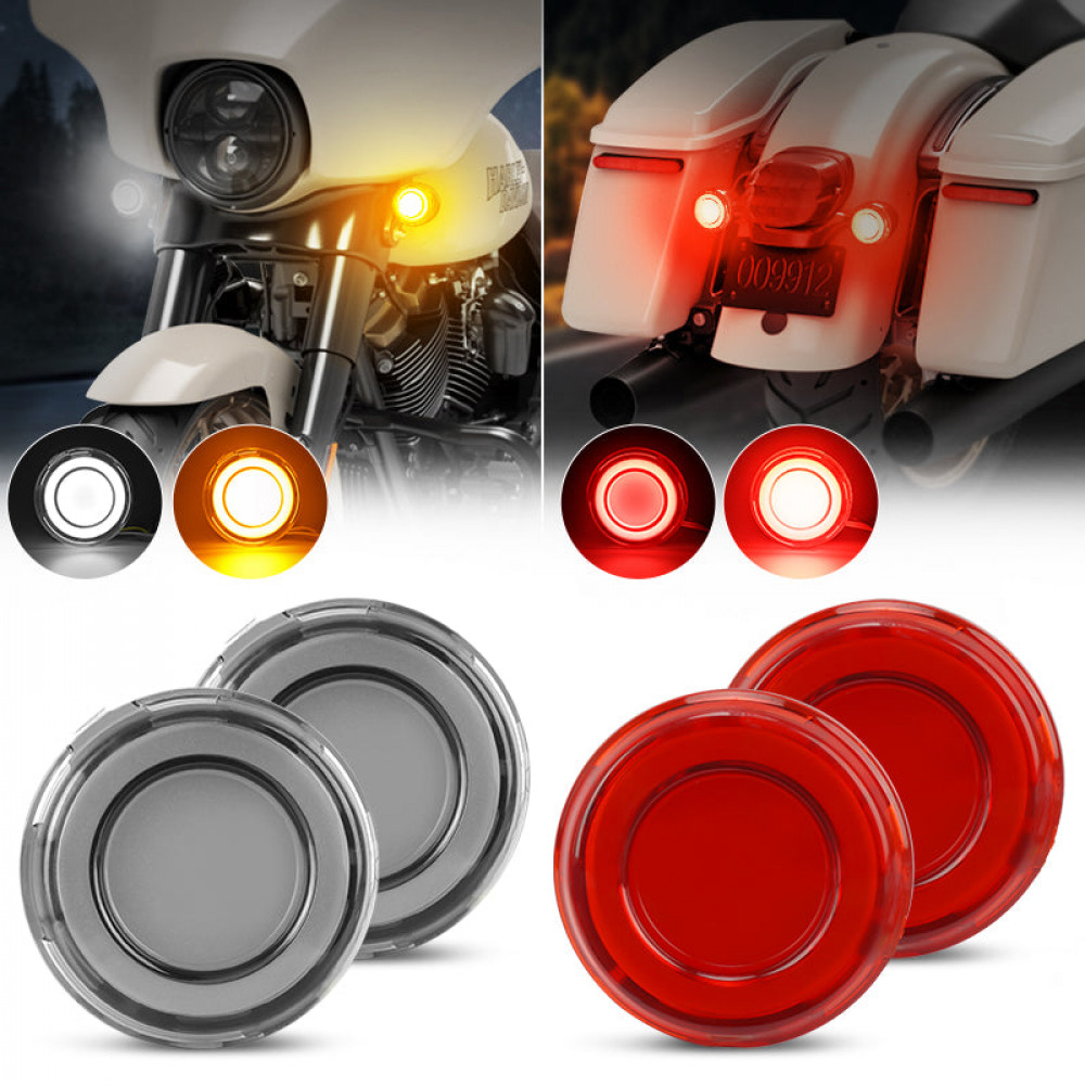 2'' 1157 dual contact front led turn signal with drl & rear red led ...