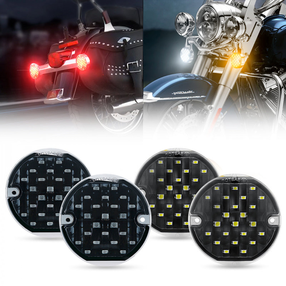 3 1/4" led front turn signal lights & red emark dot rear led turn ...