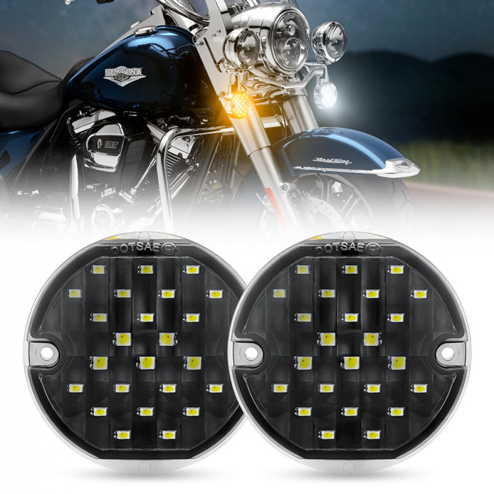 3 1/4" led front turn signal lights & red emark dot rear led turn ...