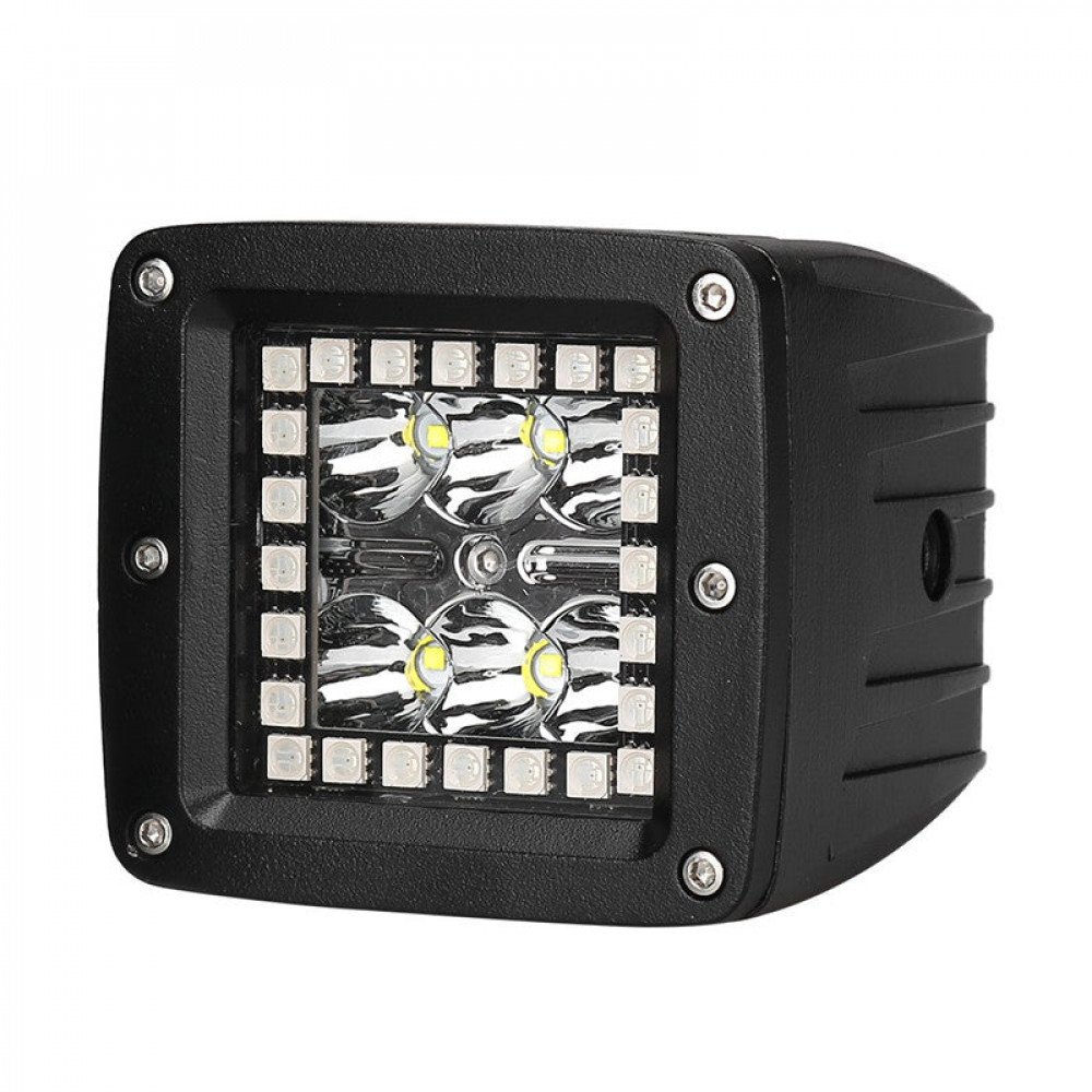 3" 18w square led pods work light bars with rgb halo for off-road truck ...
