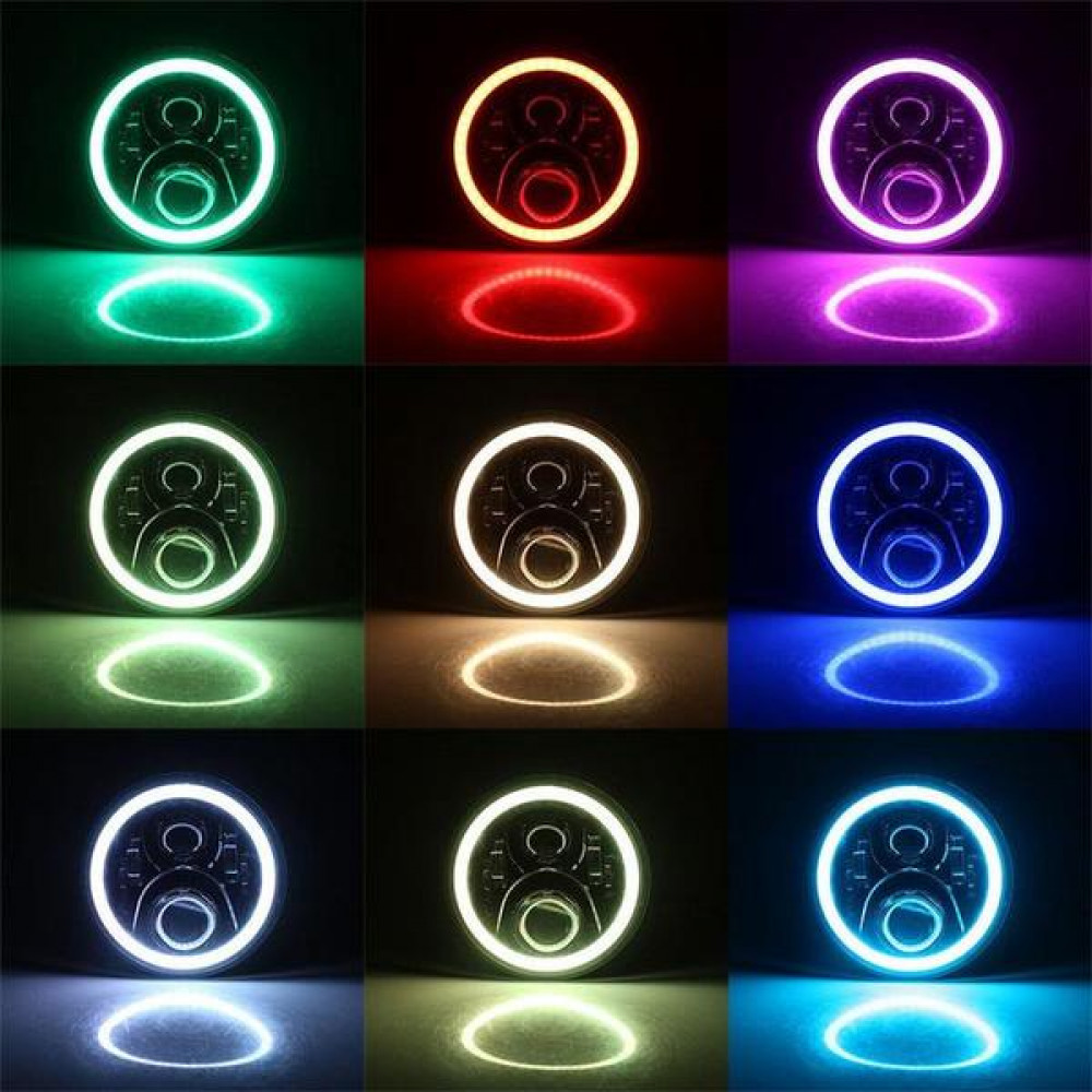 7inch rgb led headlights + 4inch led fog light rgb halos for jeep ...
