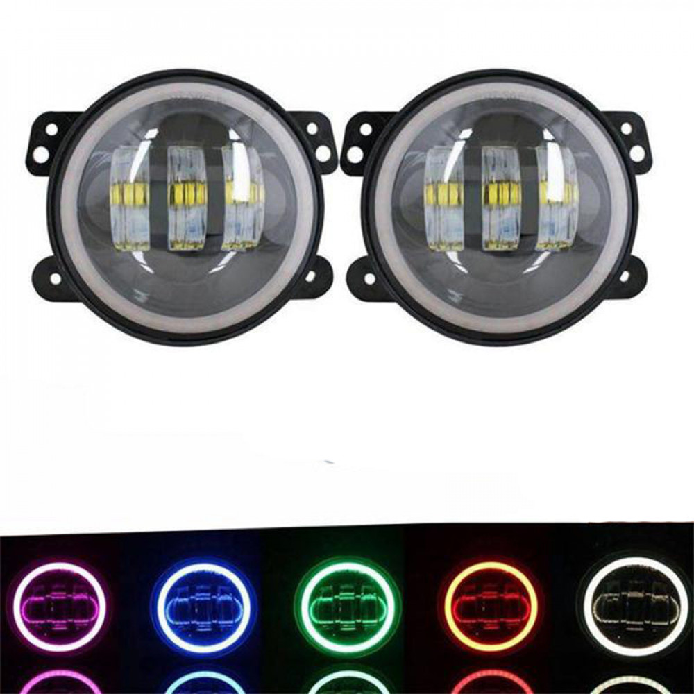 7inch rgb led headlights + 4inch led fog light rgb halos for jeep ...