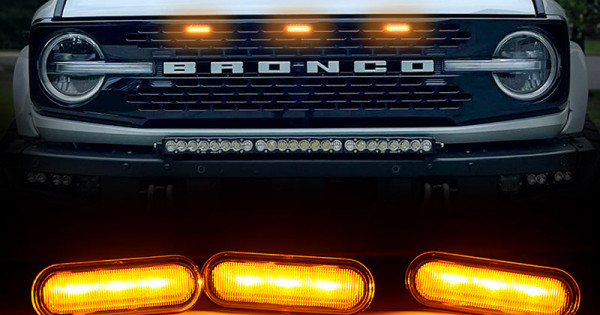 amber led raptor grille lights kit for 2021-later ford bronco - 10248