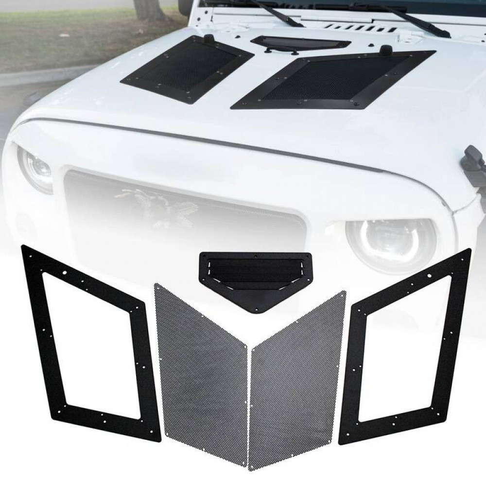 black cobra hood vents & louver for 07+ jeep wrangler jk - 10027