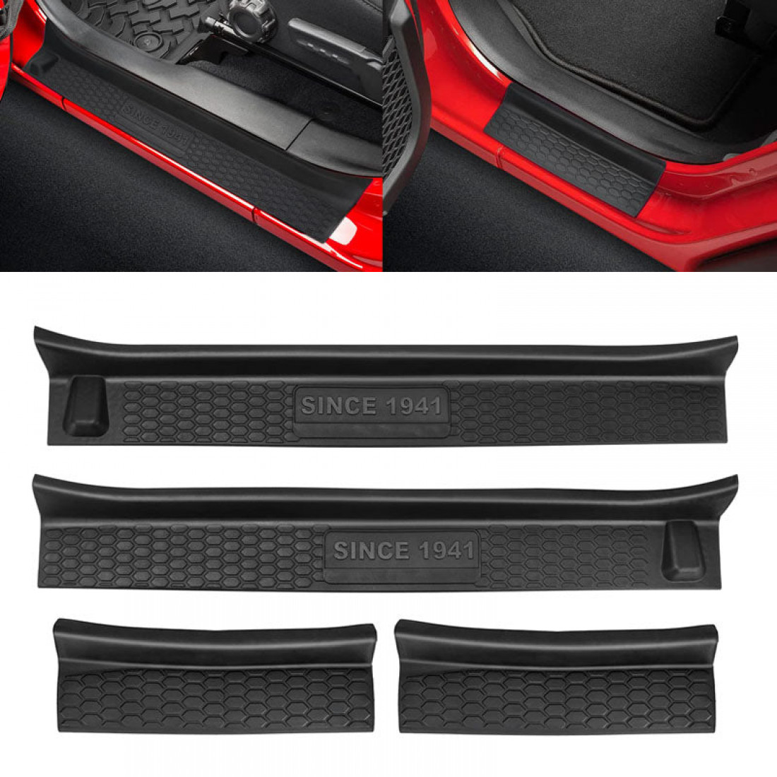 black rubber door sill guards kit for 2018-later jeep wrangler jl ...