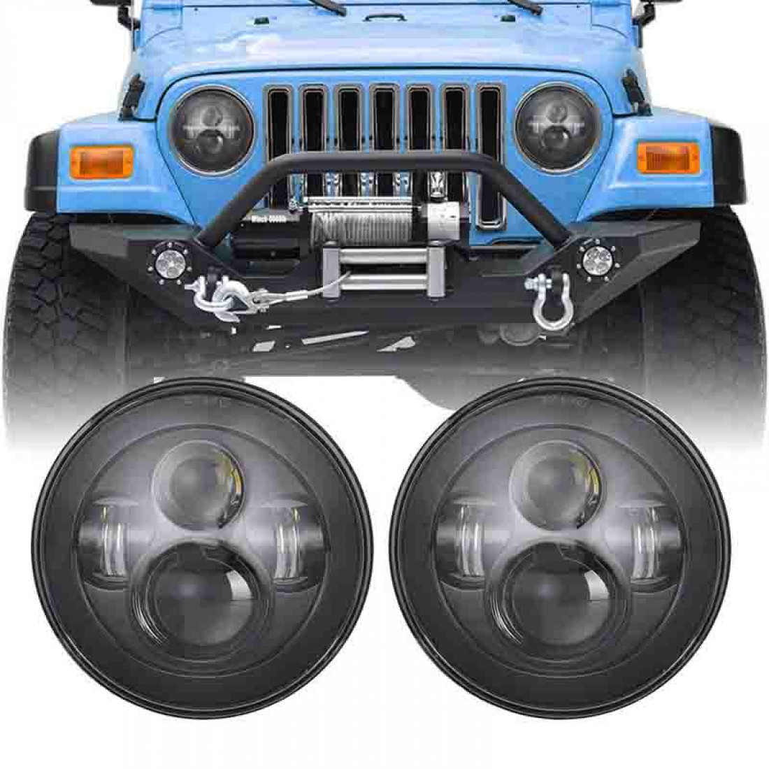 60w 7" round cree led projector headlights for 1997-2020 jeep wrangler ...