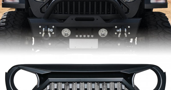 front matte black bumper mesh grill for 2018-2020 jeep wrangler jl and ...