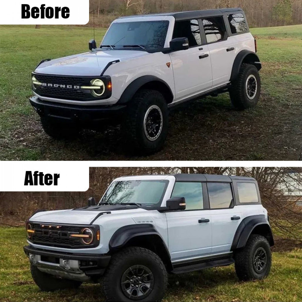 front grille with led amber lights for 2021-later bronco raptor - 10192