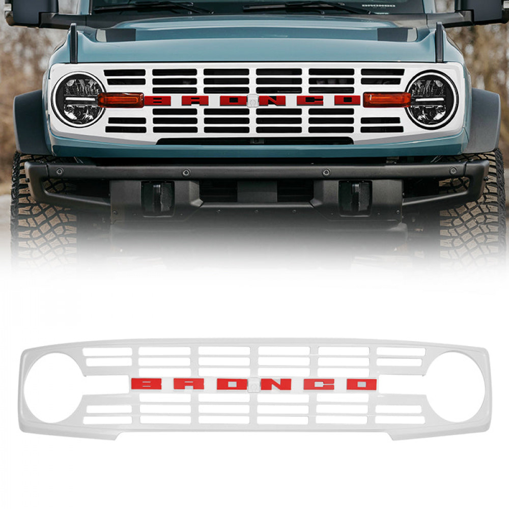 gloss white vintage style front grille with red letter for 2021-later ...