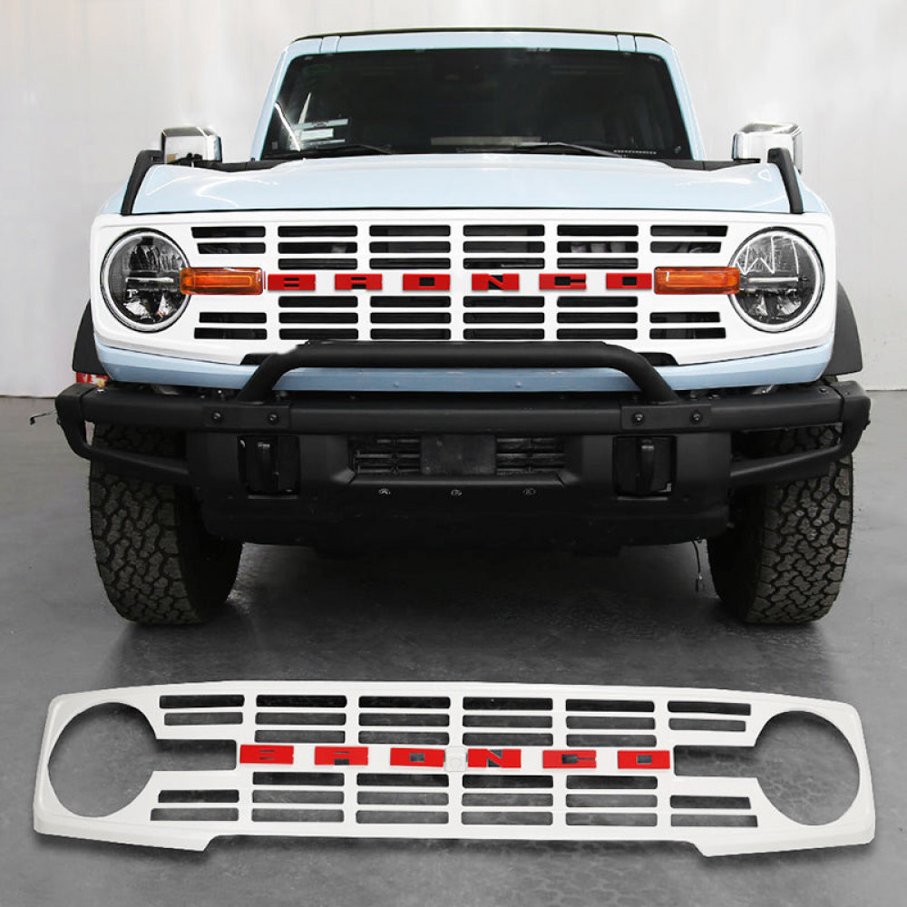 gloss white vintage style front grille with red letter for 2021-later ...