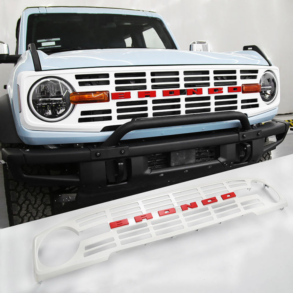 gloss white vintage style front grille with red letter for 2021-later ...