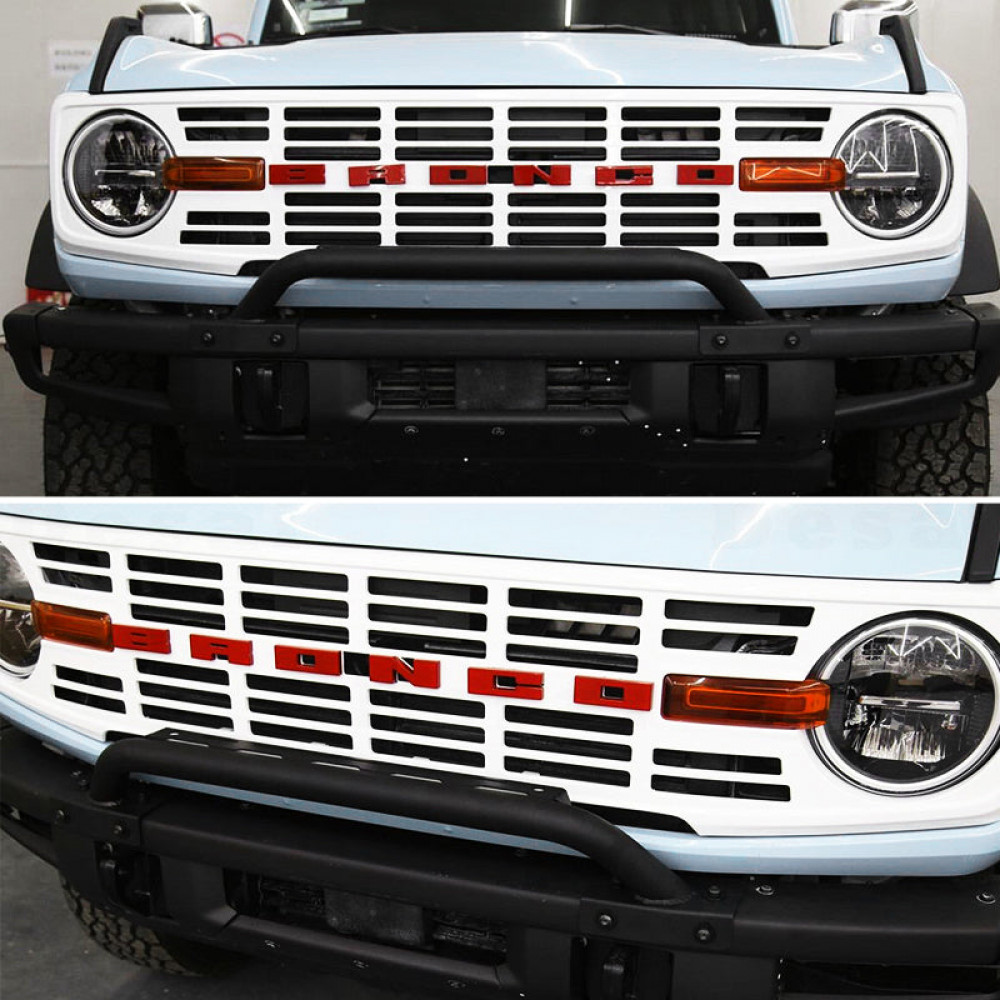 gloss white vintage style front grille with red letter for 2021-later ...