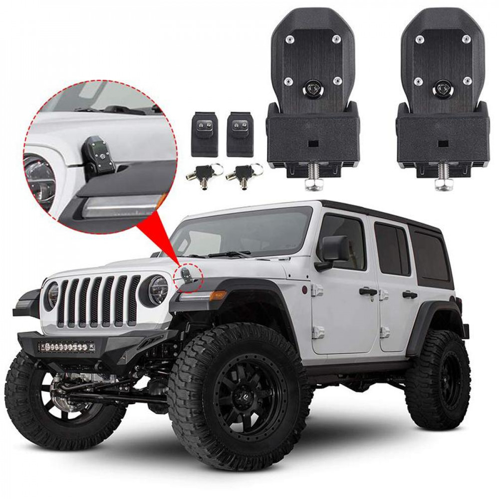 jeep hood latch kit anti-theft for jeep wrangler jk jl and gladiator jt ...