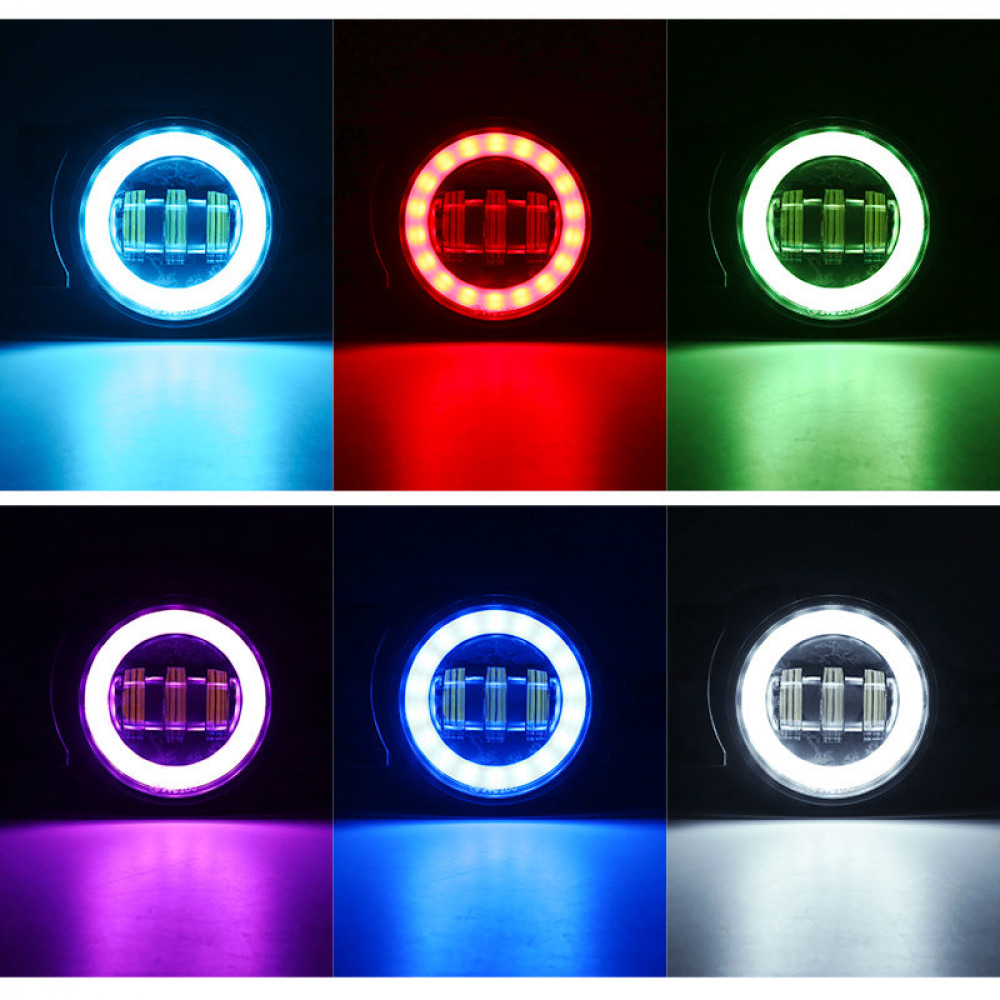 jt mega bundle - 9" led rgb halo headlights, rgb fogs, tail lights for ...