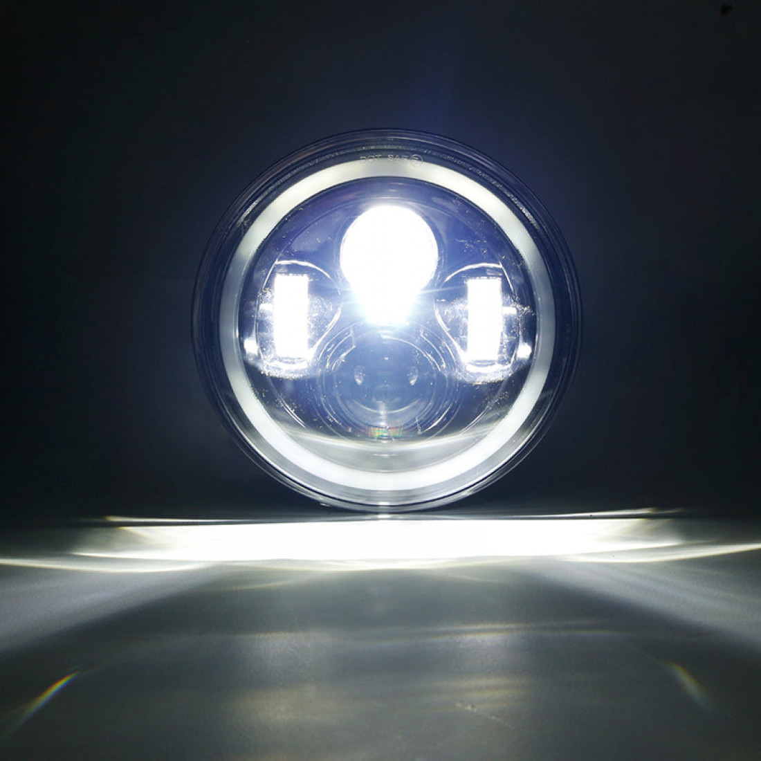 7" led rgb headlight with halo drl + 9'' led headlight bracket ring for ...