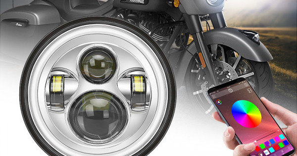 newest 7" led headlights with rgb halo angel eye app or remote control ...
