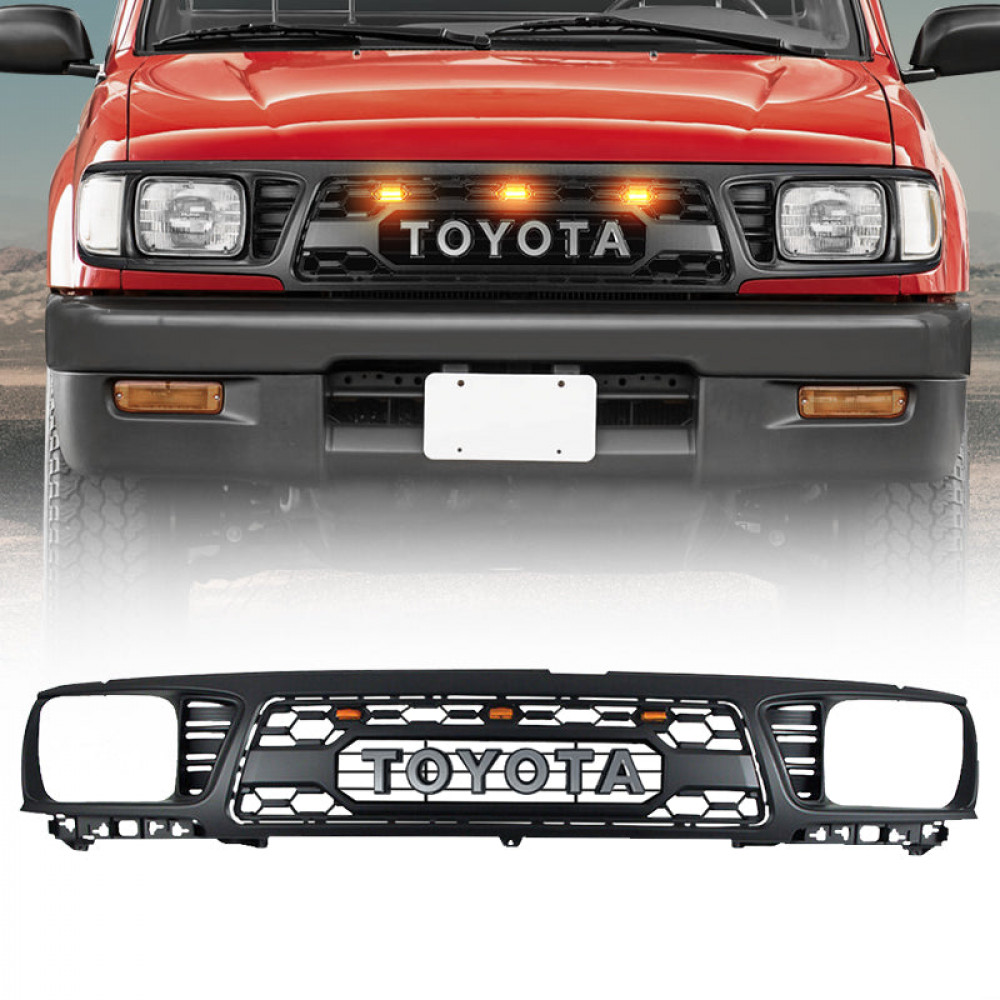 roxmad trd pro style front grill with toyota letter & raptor lights for ...